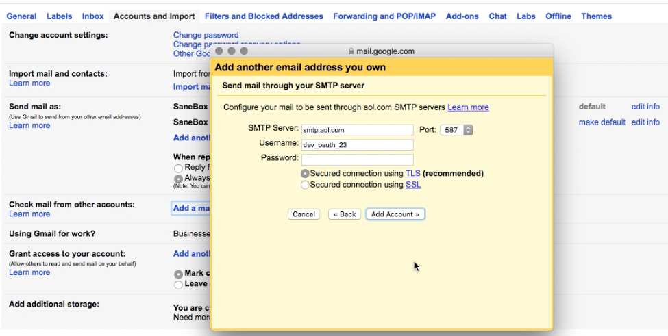 SaneBox | Switching Email Hosts: Linking your AOL address to Gmail